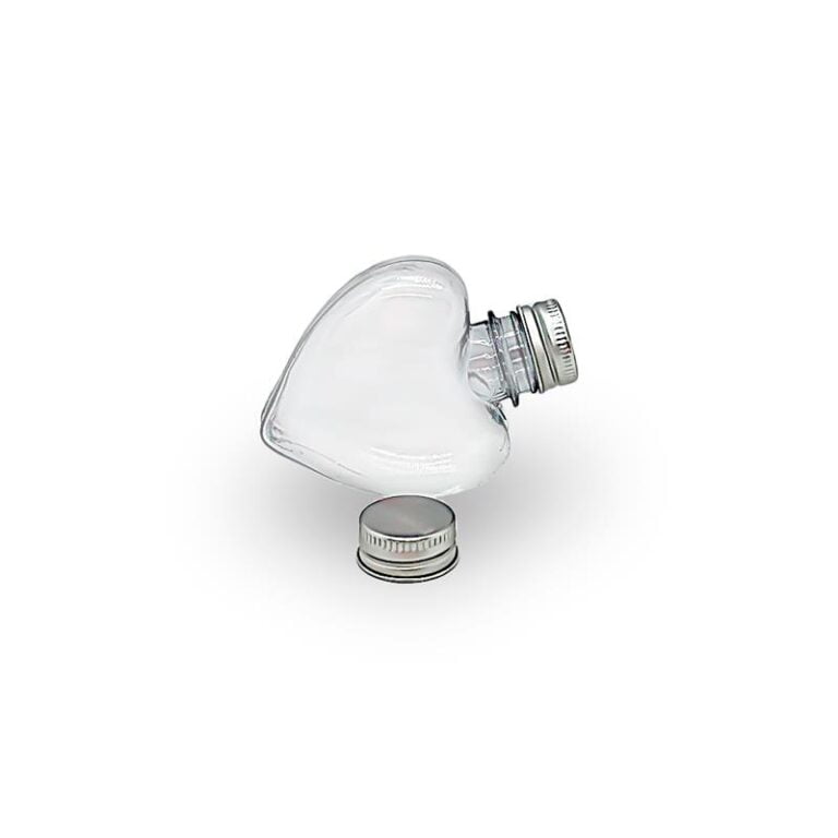Botella Corazón con tapa BLANCA PLASTICA 10 UNIDADES - ZETA ENVASES